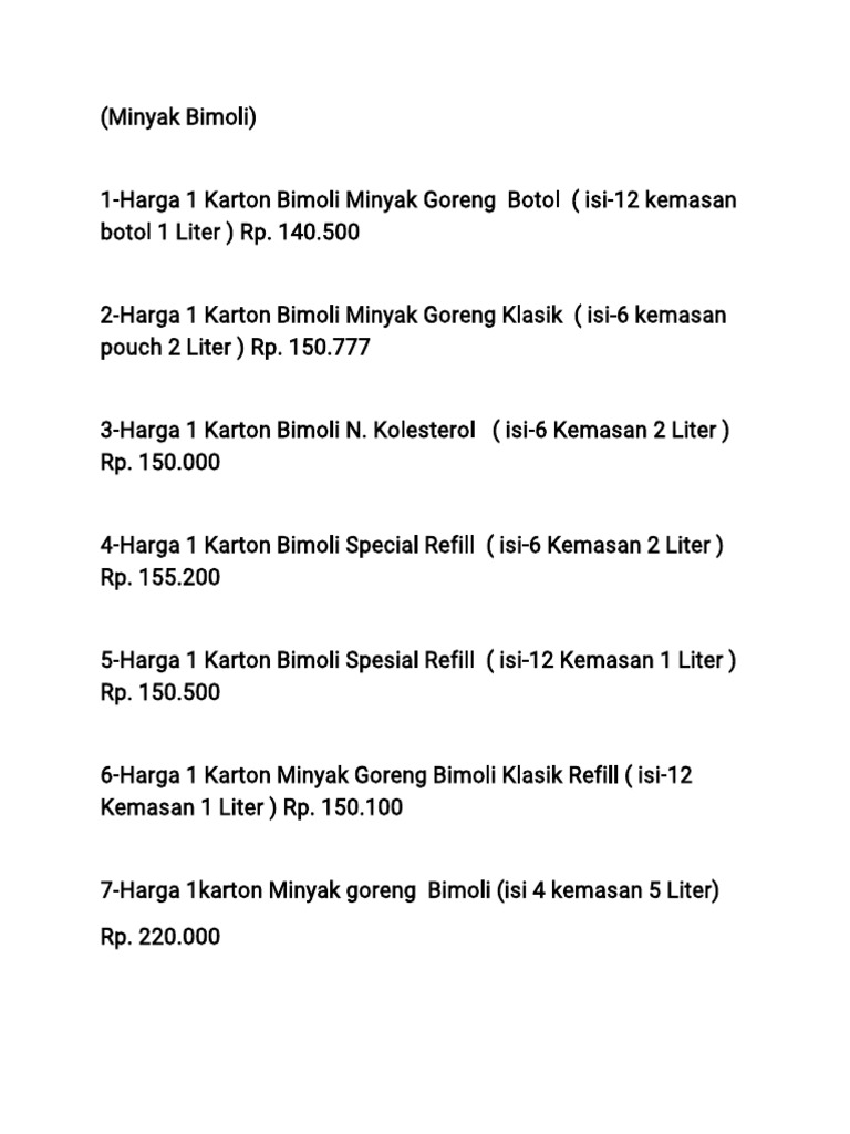 Price List Harga Barang | PDF