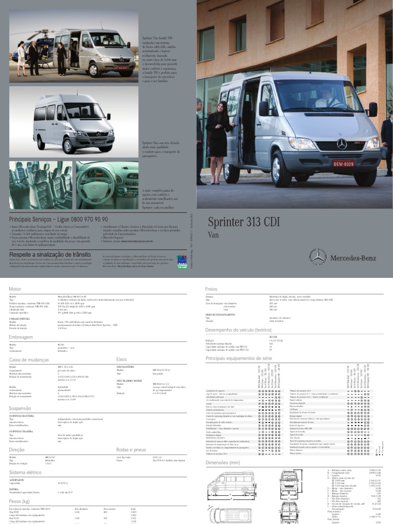 Dados Tecnicos Sprinter Van 313 Cdi | PDF | Mercedes Benz | Eixo