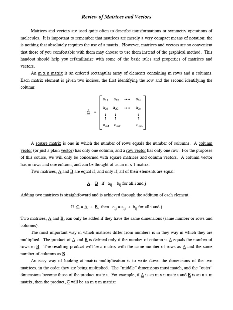 2.-Handout-Matrices | PDF | Matrix (Mathematics) | Functional Analysis