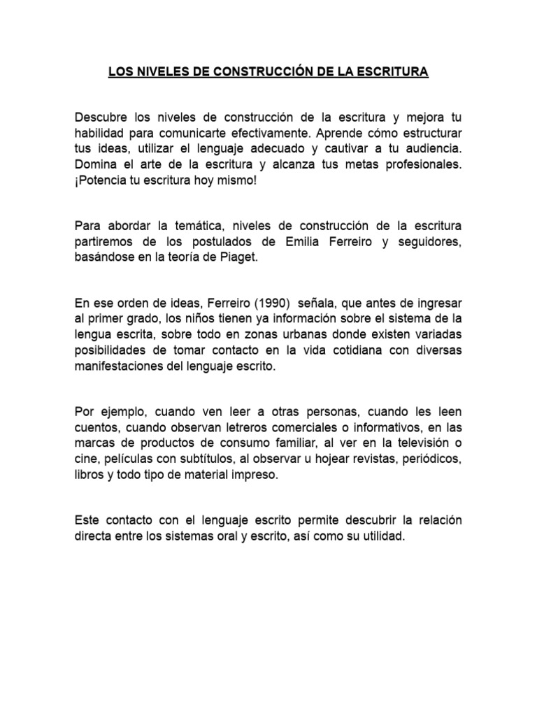 Los Niveles de Construcción de La Escritura | Descargar gratis PDF ...