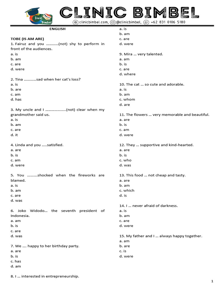 Is Am Are Has Have Do Does Soal Pdf