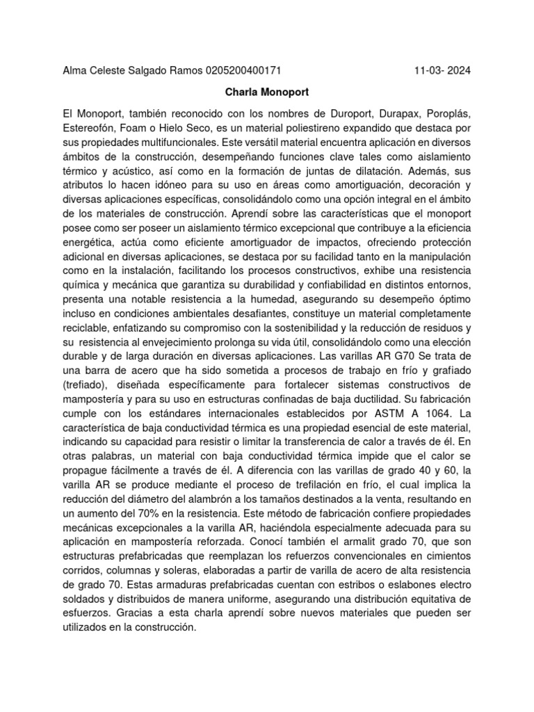 Charla Monoport | PDF | Acero | Poliestireno