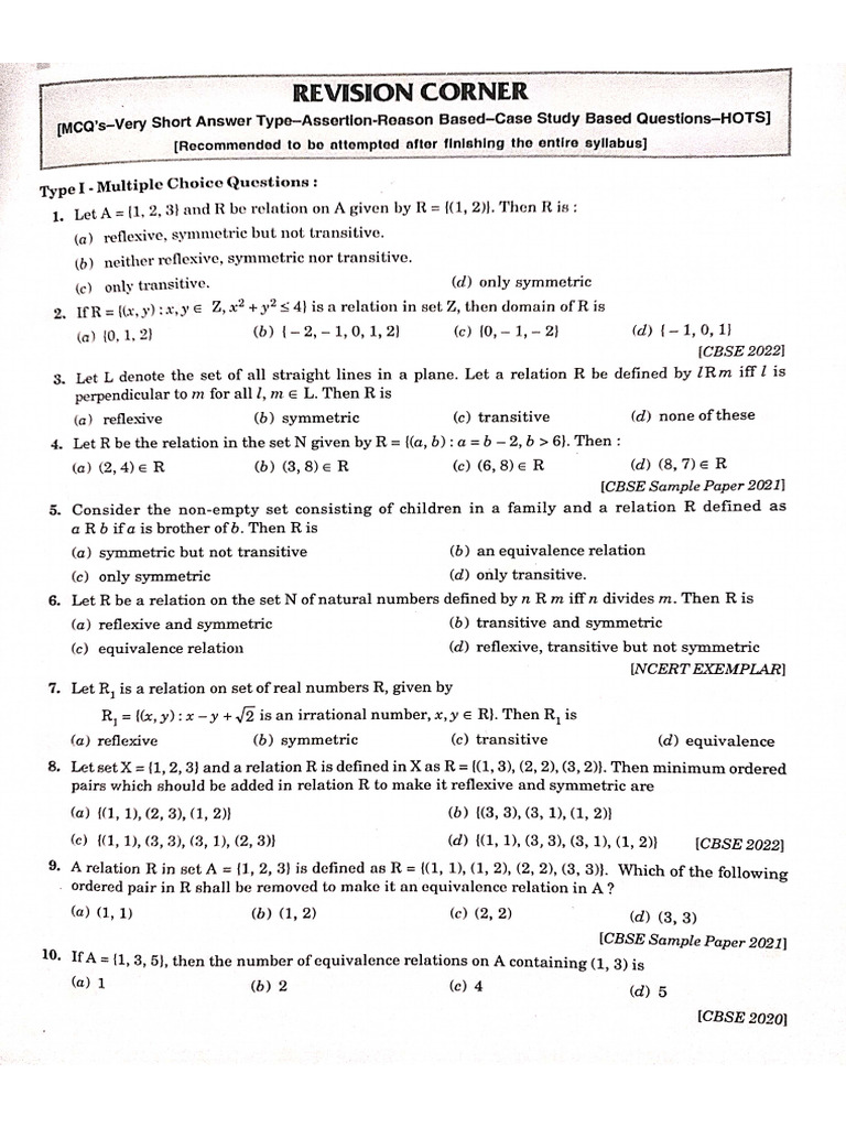 XI Maths Revision Work | PDF XI Maths Revision Work | PDF