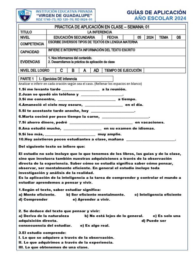 Tarea de 2do Secundaria | Descargar gratis PDF | Experiencia | Inferencia