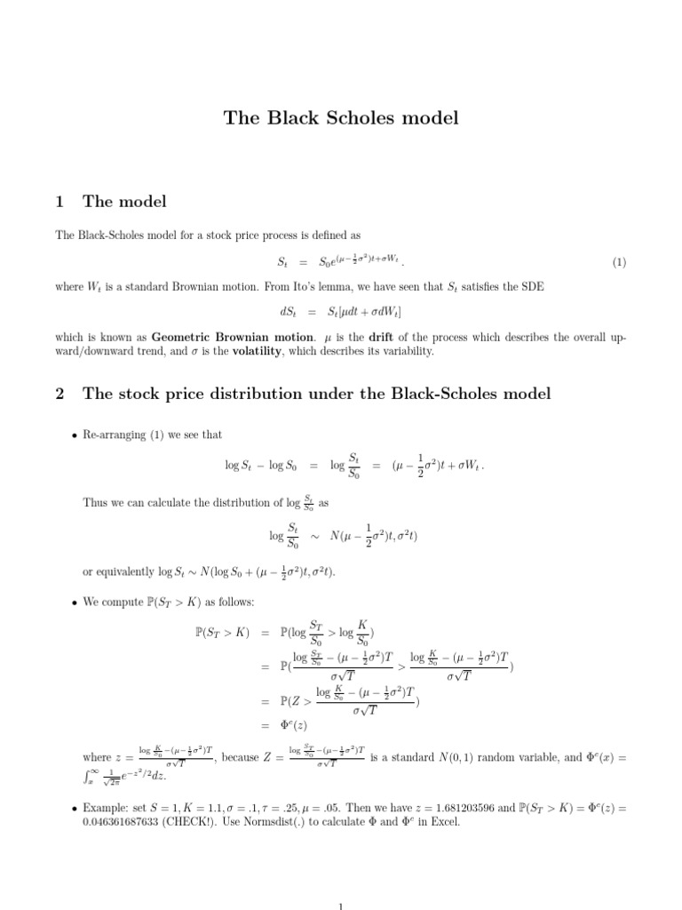 Black Scholes Model | PDF | Greeks (Finance) | Black–Scholes Model