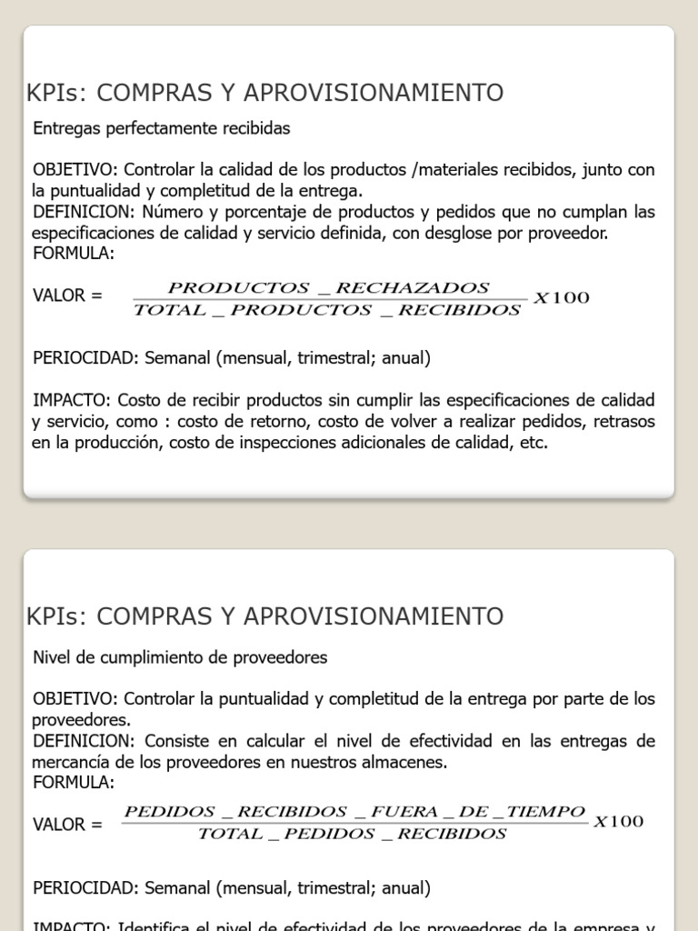 Ejemplos KPIs | PDF | Transporte | Almacén