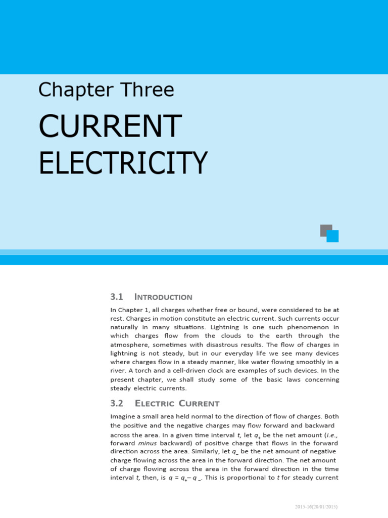 Chapter 4 - Current Electricity | PDF | Electrical Resistivity And Conductivity | Electric Current