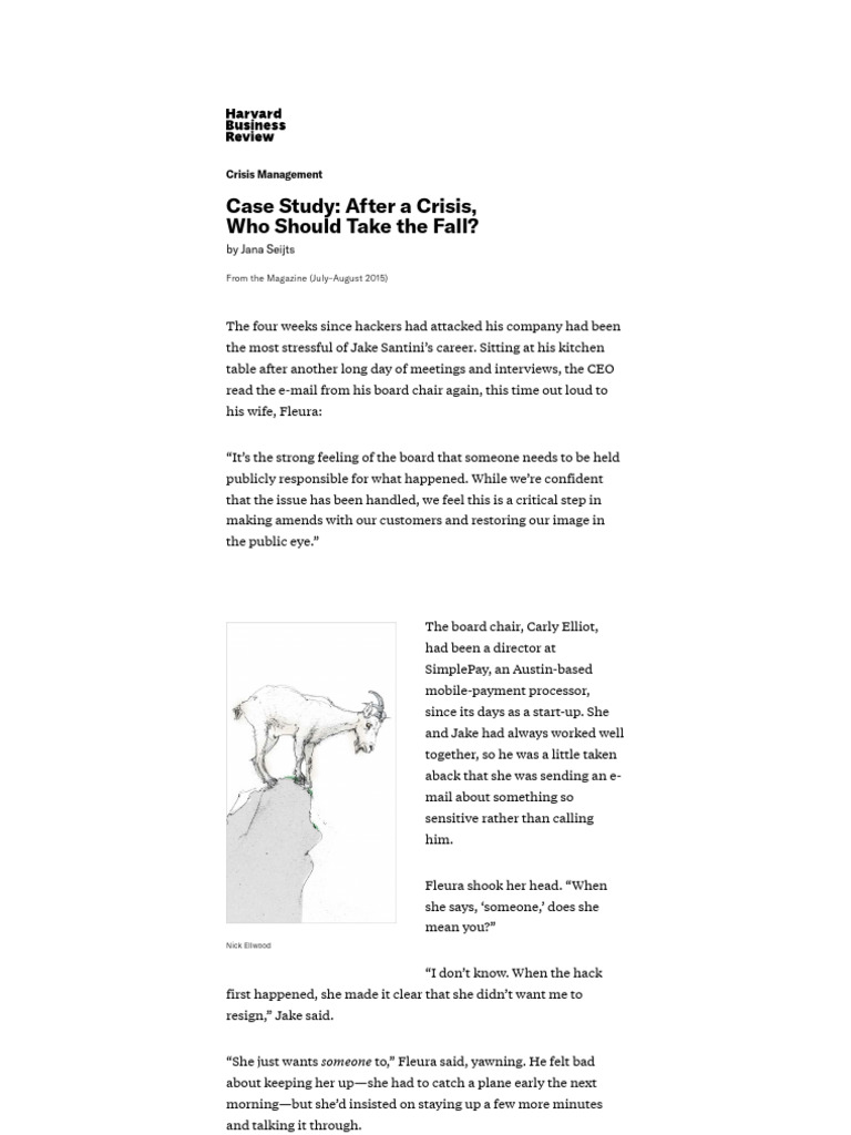 Case Study - After A Crisis, Who Should Take The Fall | PDF | Crisis Management | Computer Security