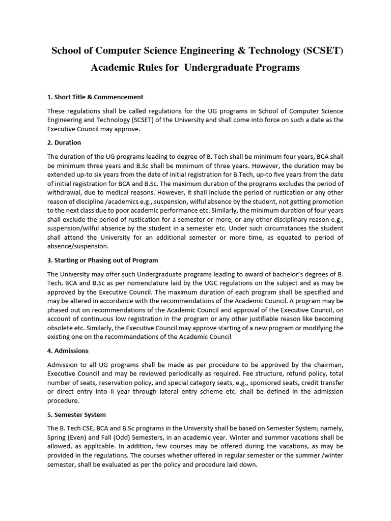 Academic-Rules-for-SCSET_UG | PDF | Course Credit | Academic Term