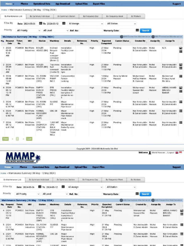 Report Maintenance MMMP Vs Logbook | PDF
