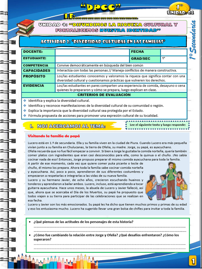 1° DPCC -ACTV.02-UND.4 2023 | Descargar gratis PDF | Perú