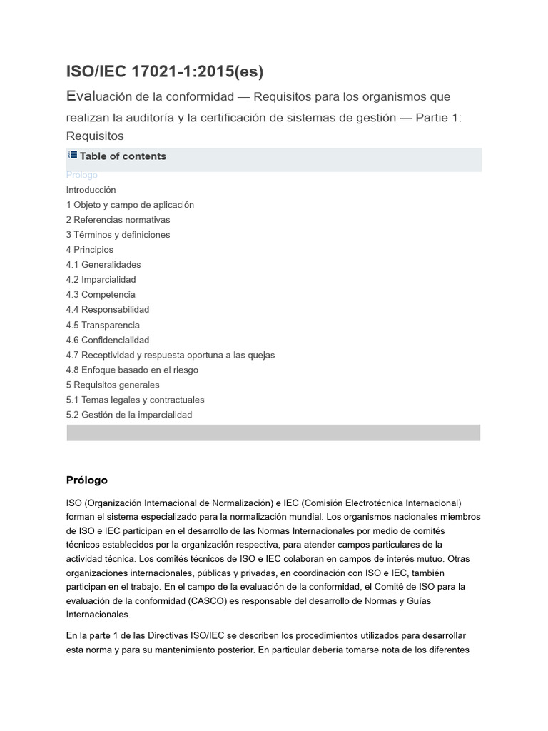 Iso 17021 | PDF | Auditoría | Organización internacional para la ...