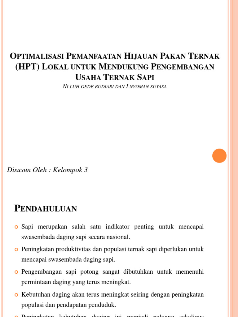 PPT - Pemanfaatan Hijauan Pakan Ternak (HPT) | PDF