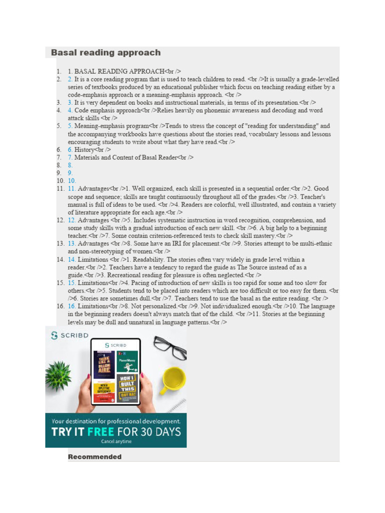 Basal Reading Approach | PDF | Linguistics | Applied Psychology