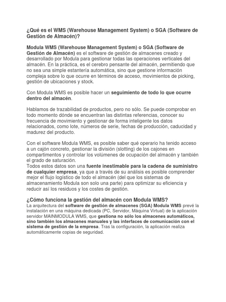 Qué Es El WMS | Descargar gratis PDF | Almacén | Software