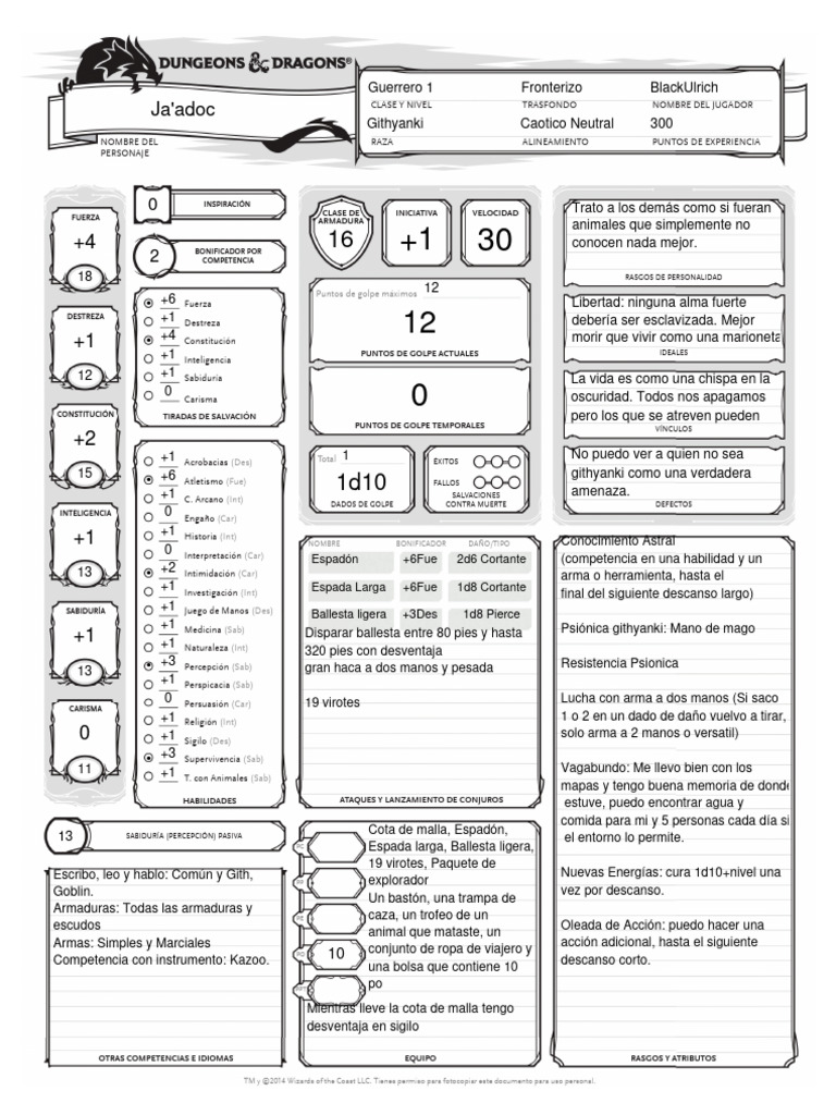 Githyanki Ja Adoc LVL 1 | PDF
