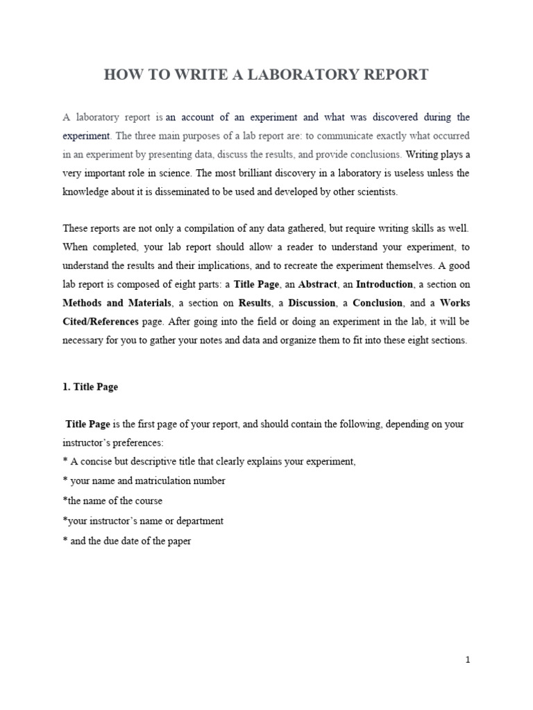 Writing Effective Lab Reports | PDF | Experiment | Abstract (Summary)