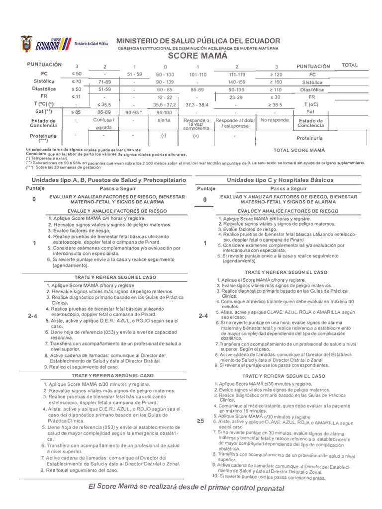 Protocolo Score MAMÁ para Salud Materna | PDF | Medicina | Medicina CLINICA