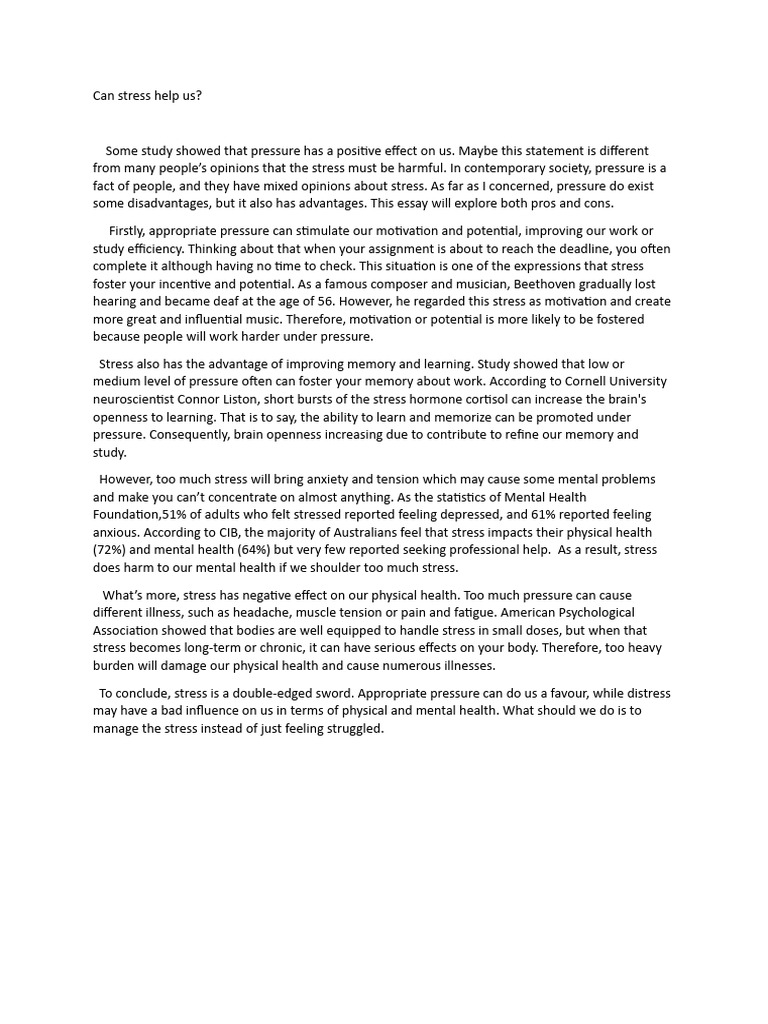 The Dual Effects of Stress on Health | PDF | Stress (Biology) | Mental ...