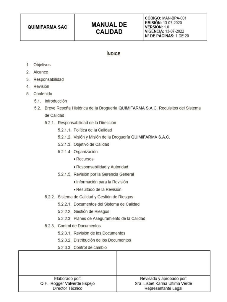 MAN BPA 001 Manual de Calidad | Descargar gratis PDF | Calidad (comercial) | Auditoría