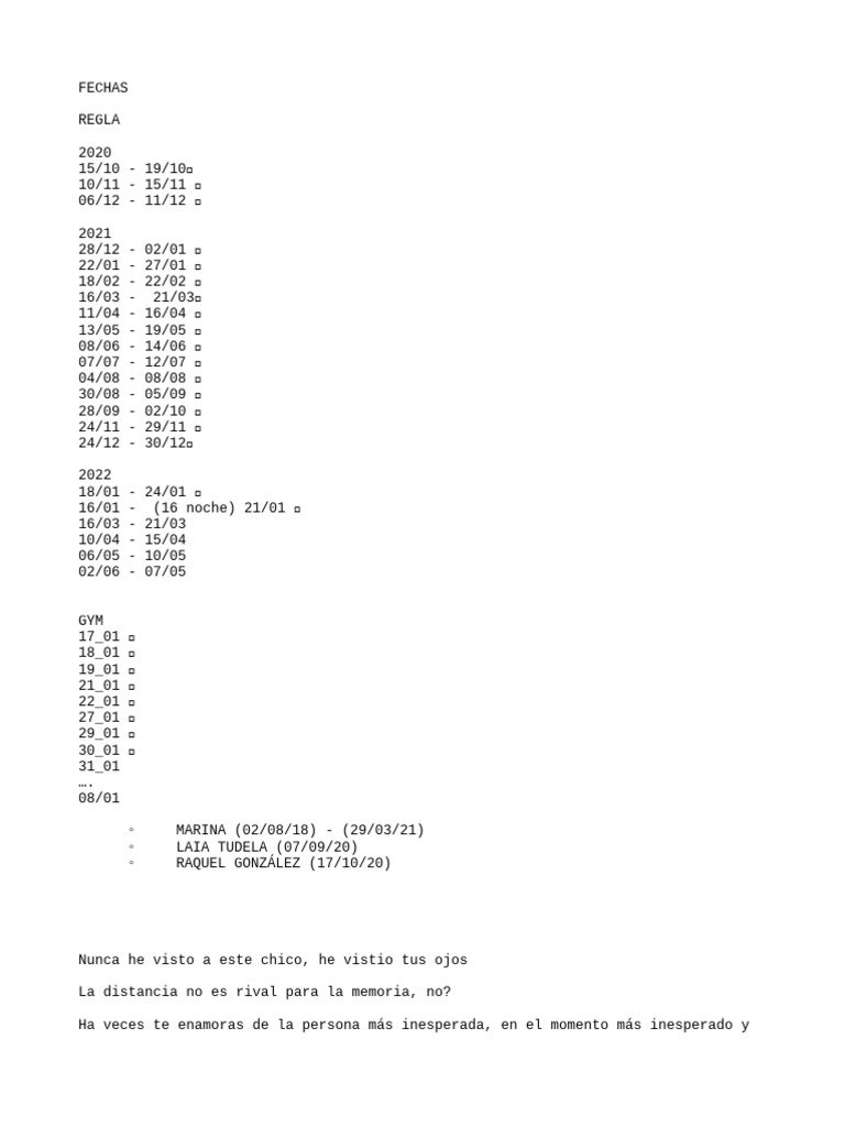 Fechas Importantes y Reflexiones | PDF