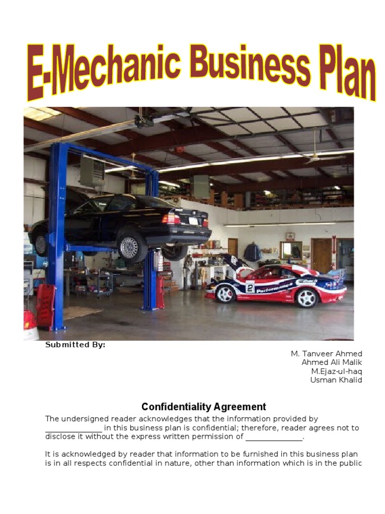 E Mechanic Business Plan Pdf Value Added Tax Expense