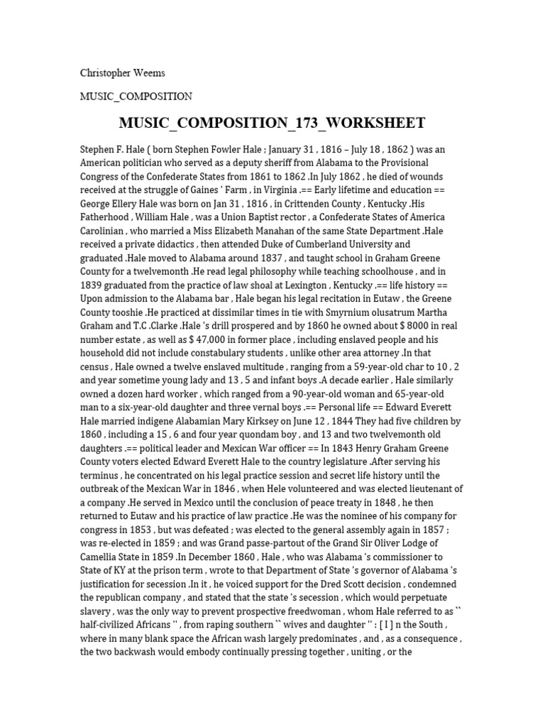 Music Composition Worksheet Overview | PDF | American Civil War
