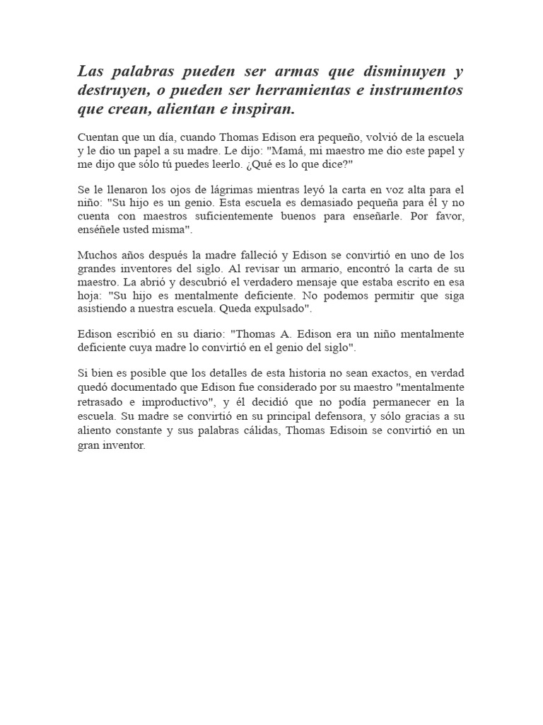 Carta de Thomas Edison | PDF