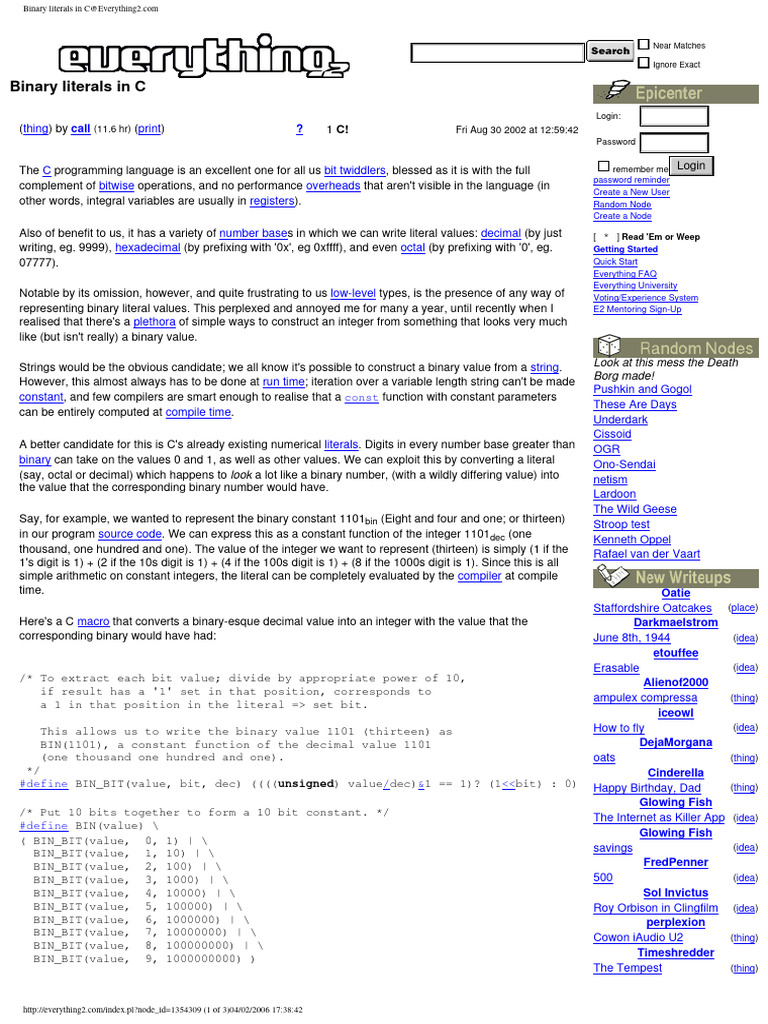 Binary Literals | PDF | C++ | Computer Programming