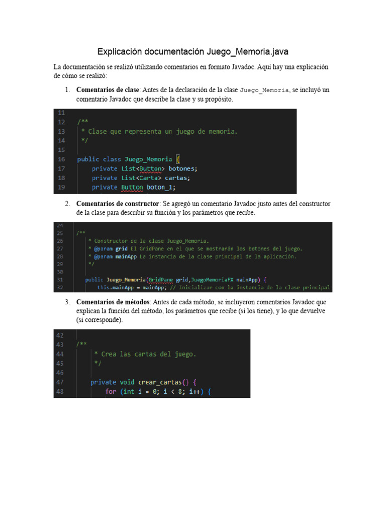 Explicación Documentación Juego | PDF | Constructor (Programación Orientada a Objetos ...