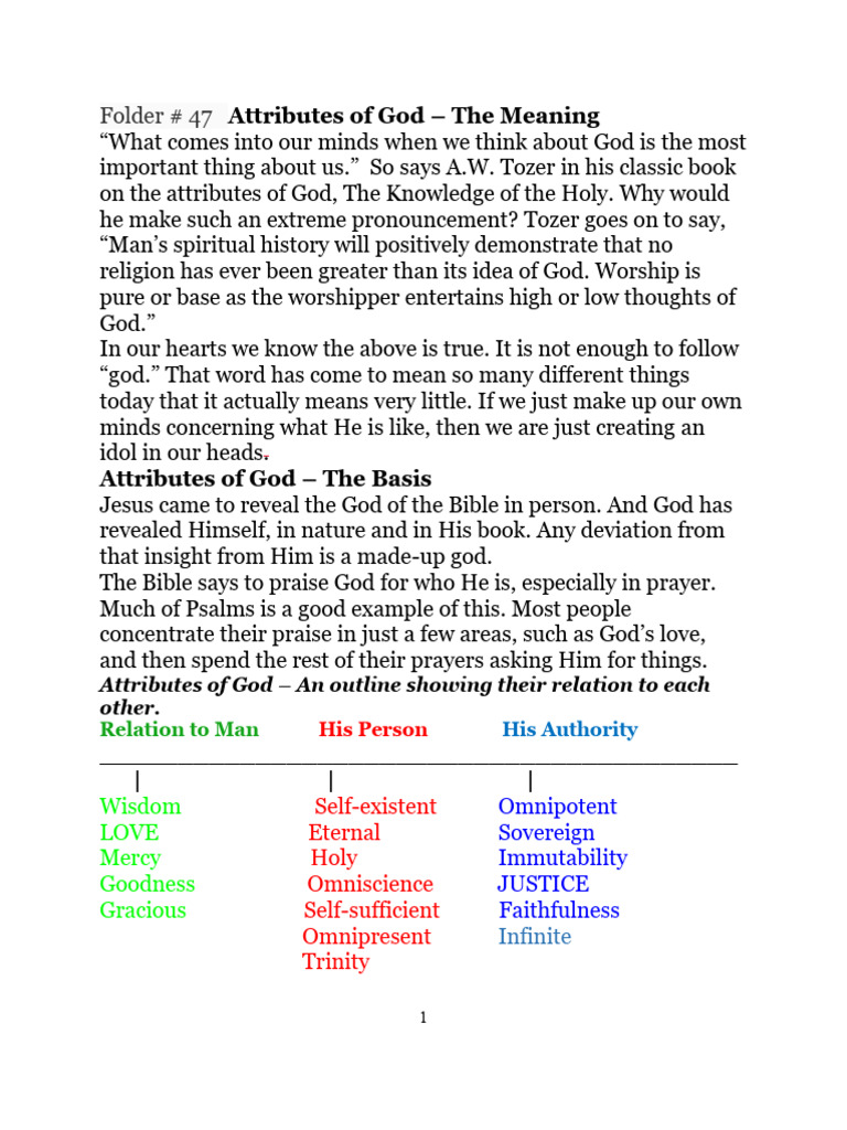Folder # 47 Attributes of God | PDF | God | Mercy
