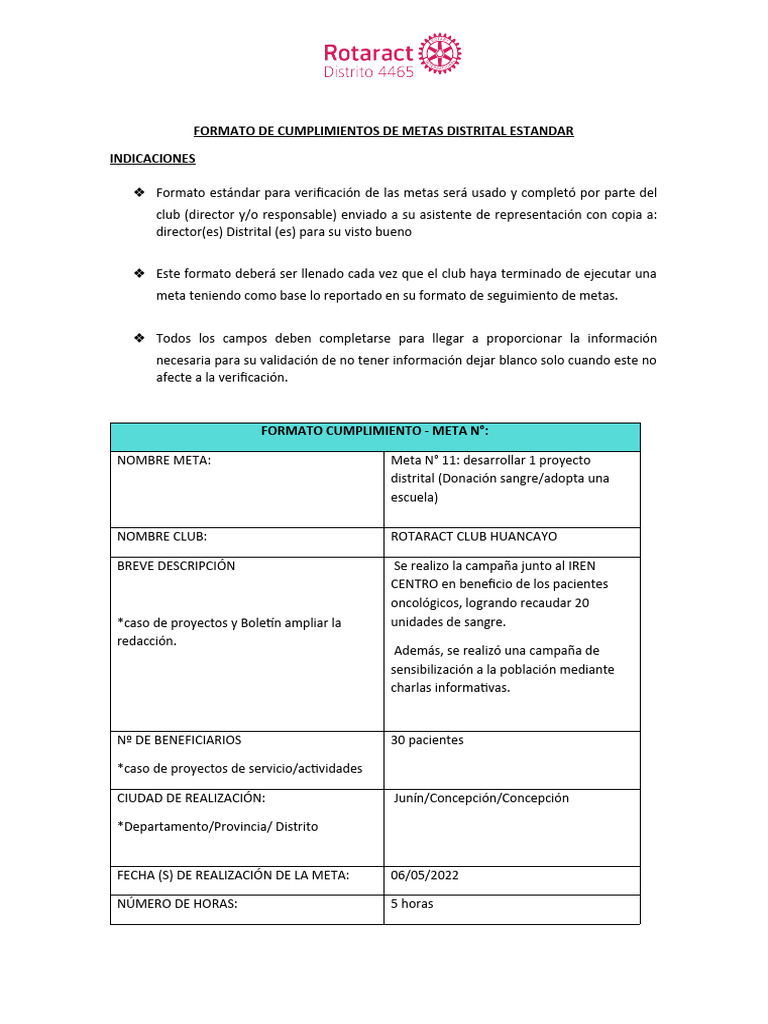 Copia de FORMATO ESTANDAR - META DISTRITAL (1) 2 | PDF