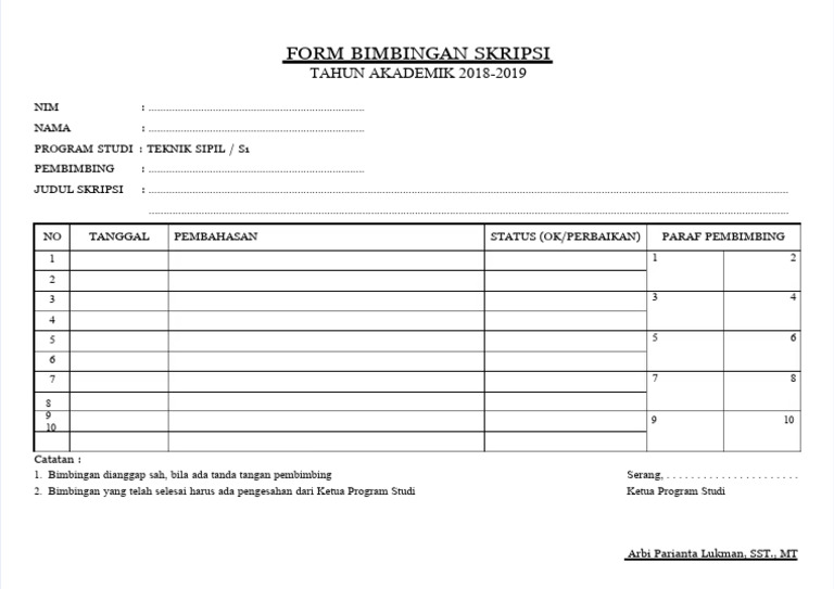 PDF Form Bimbingan Skripsi | PDF