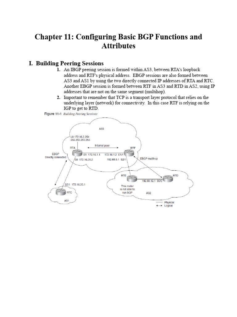 Ccip BGP ch11 Configuring Basic BGP Functions and Attributes | PDF ...
