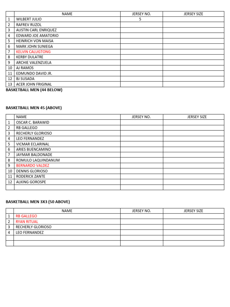 Scufar Basketball Line Up 2024 | PDF