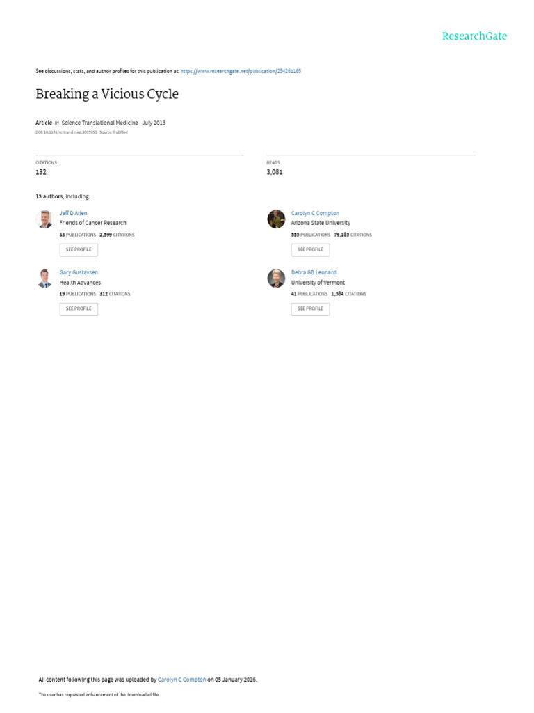 Breaking A Vicious Cycle | PDF | Biomarker | Cancer