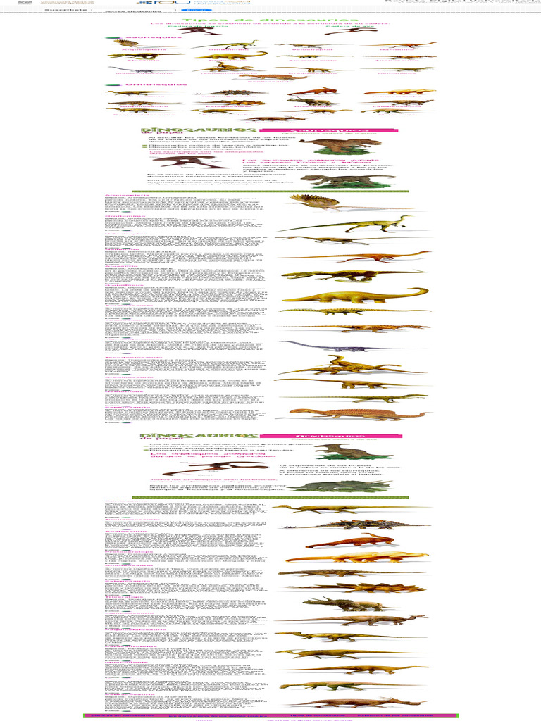 Tipos de Dinosaurios | PDF | Dinosaurios | tiranosaurio