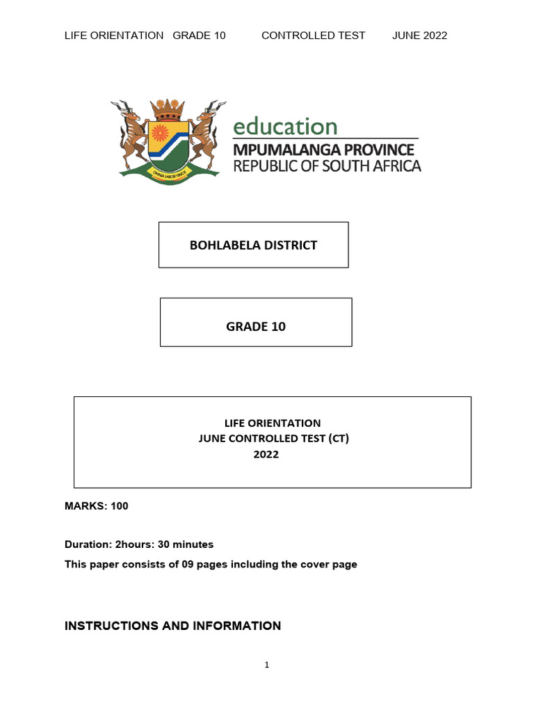 June Lo QP CT GR 10-1 | PDF | Learning | Air Pollution