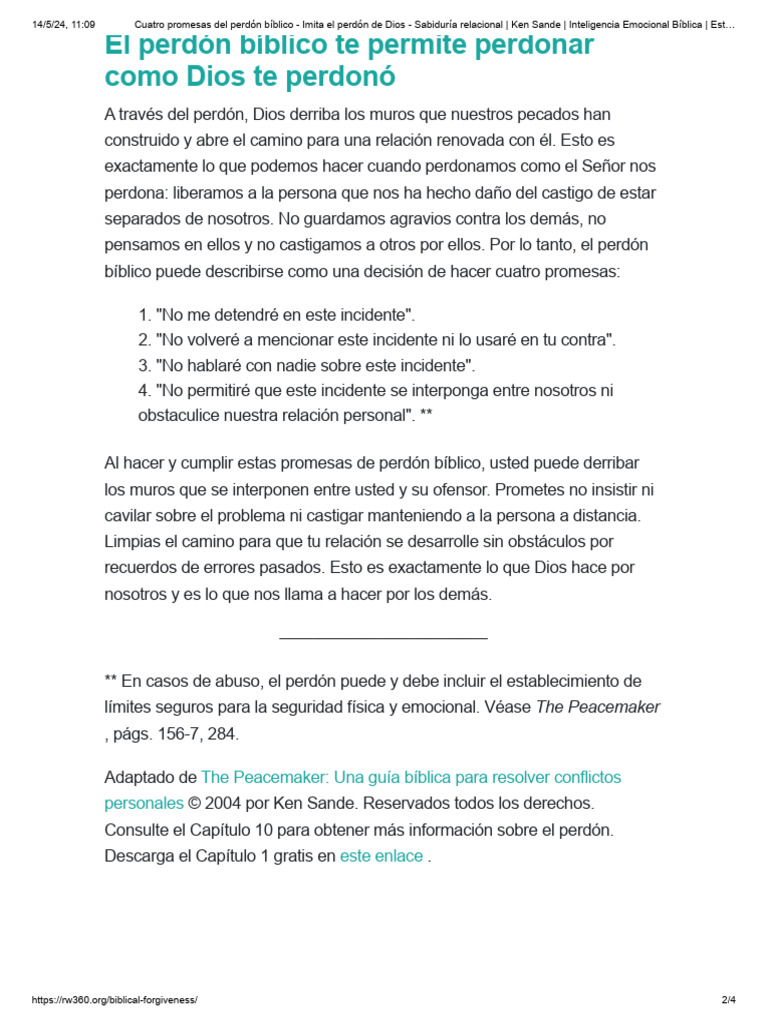 El Perdón Bíblico Te Permite Perdonar Como Dios Te Perdonó | PDF | Perdón