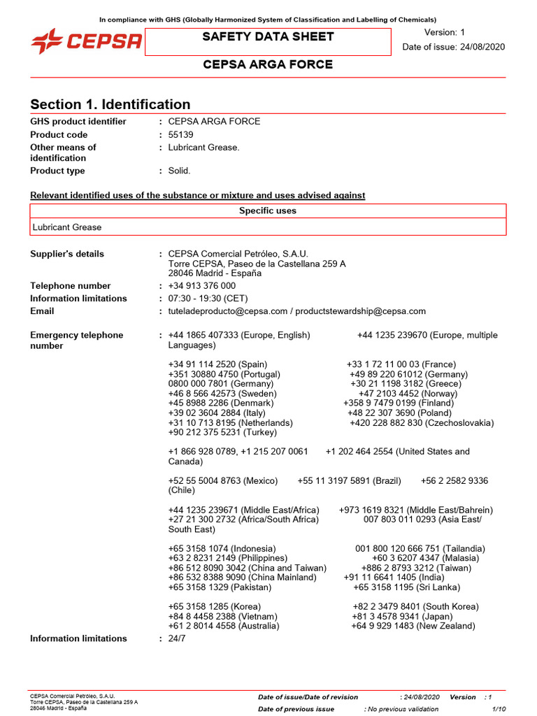 Safety Data Sheet - Cepsa | Download Free PDF | Personal Protective Equipment | Toxicity