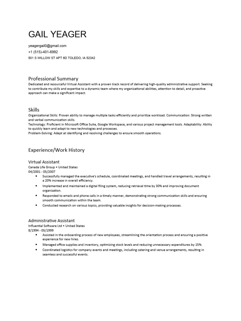 Gail CV | PDF | Communication | Project Management