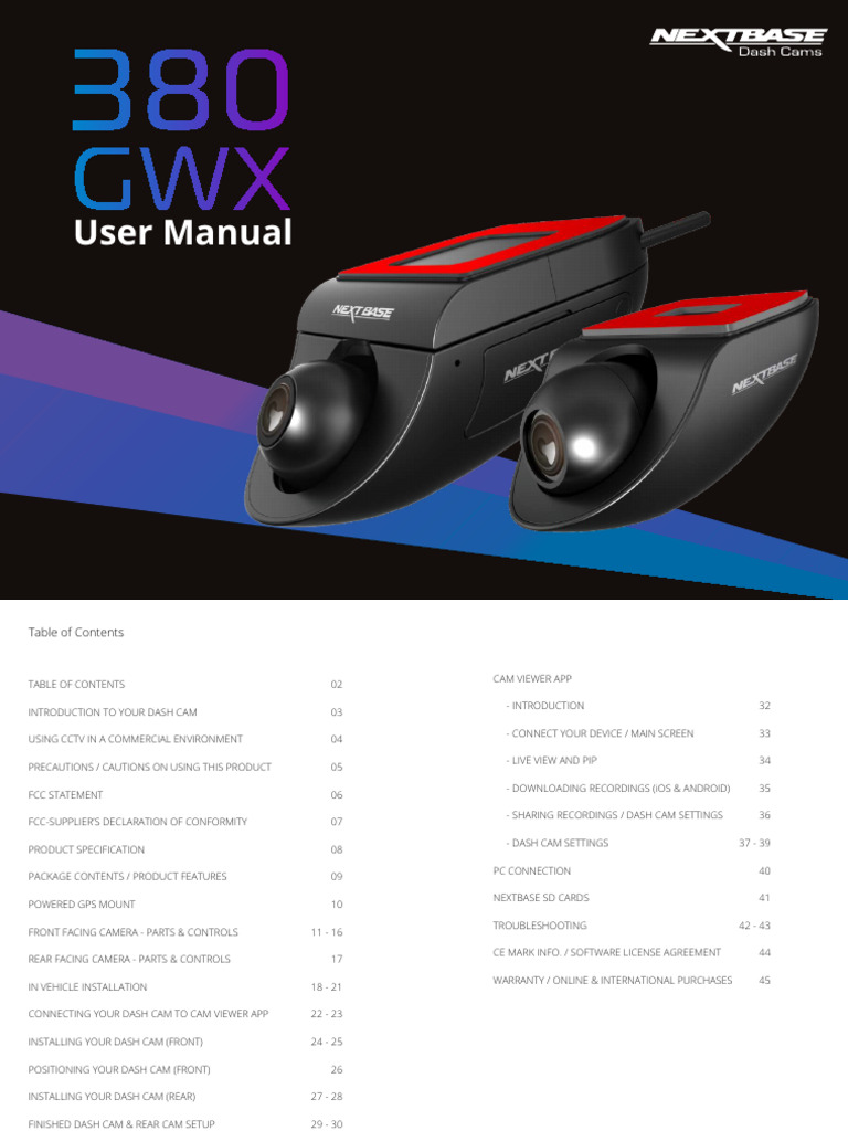 Nextbase Dash Cams 380GWX User Manual | PDF | Closed Circuit Television | Electromagnetic ...