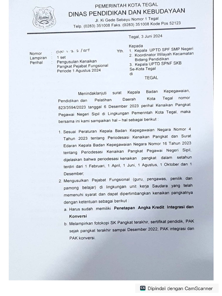 Surat edaran KP TMT 1 Agustus 2024 | PDF