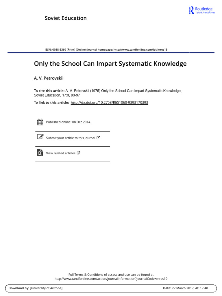 1975 - Only The School Can Impart Systematic Knowledge | Download Free ...