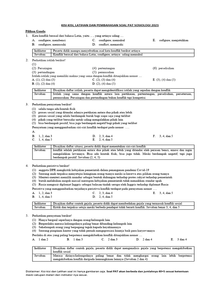Latihan PAT 2022-2023 | PDF