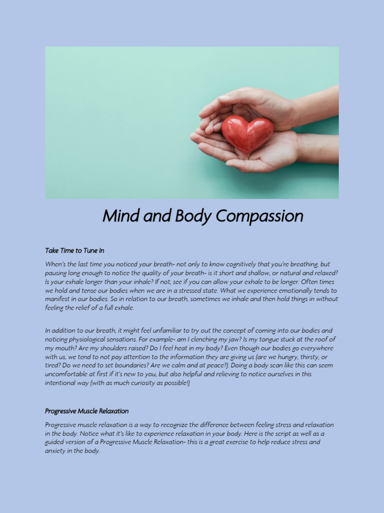 Mind and Body Compassion | PDF | Relaxation (Psychology) | Gratitude
