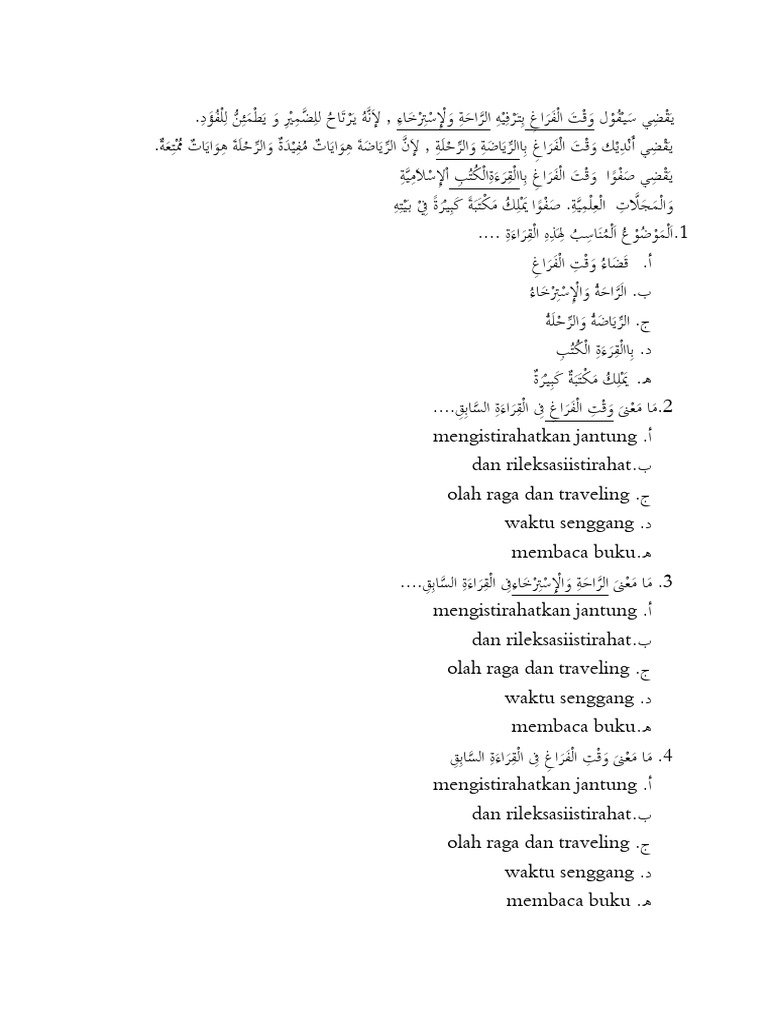 Soal Bhs Arab Genap | PDF