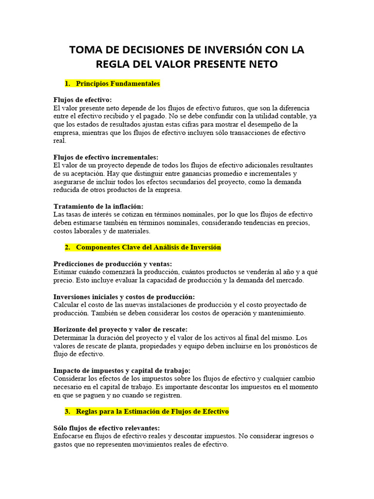Toma de Decisiones de Inversión Resumen | Descargar gratis PDF | Business | Contabilidad