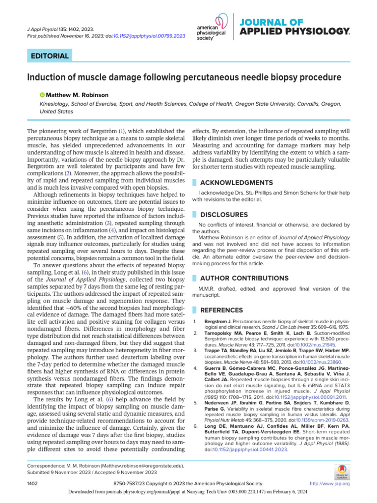 Robinson 2023 Induction of Muscle Damage Following Percutaneous Needle ...