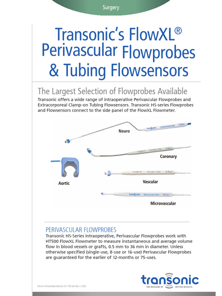 FlowXL Flowprobes and Sensors (CV-702-ds) Rev A | PDF | Blood Vessel ...